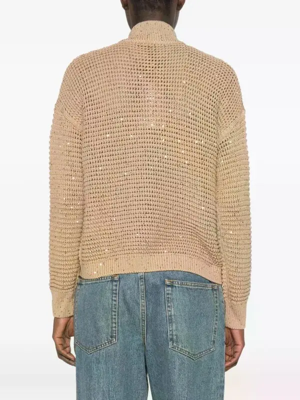 Max Mara Sequin-embellished Open-knit Cardigan
