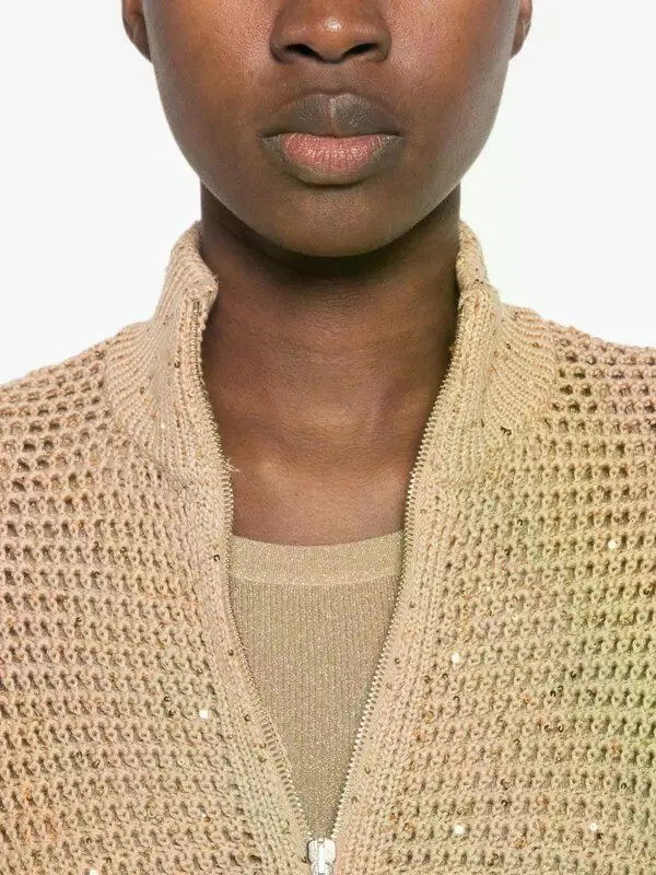 Max Mara Sequin-embellished Open-knit Cardigan