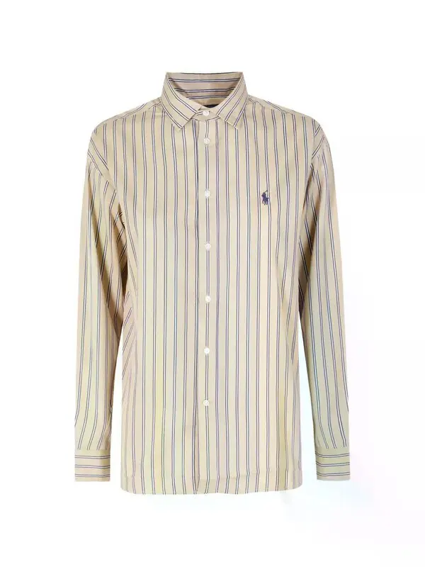 Polo Ralph Lauren Striped Embroidered-logo Shirt - Neutrals
