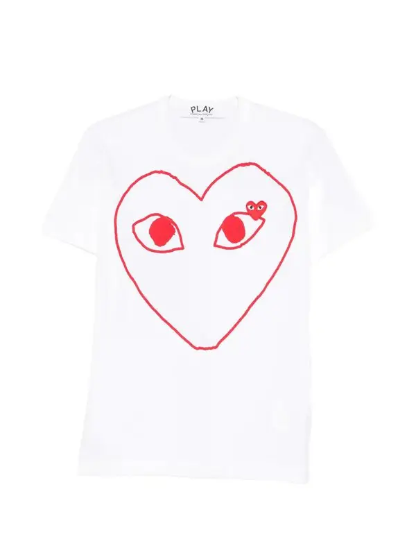 Play Comme Des Garcon Heart-print T-shirt - White