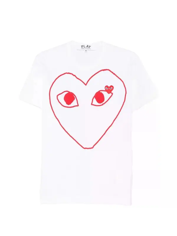 Play Comme Des Garcon Heart-print T-shirt - White
