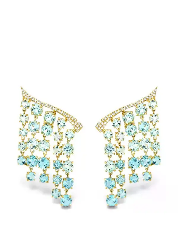 CAROL KAUFFMANN Bossa Nova Blue Topaz And Diamond Earrings - Gold