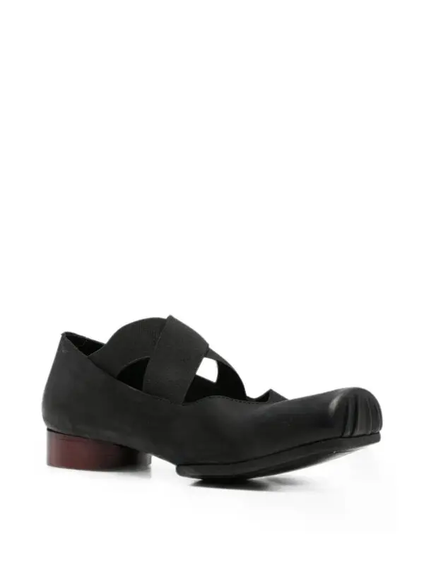 UMA WANG Crossover Strap Square Toe Ballet Flats - Black