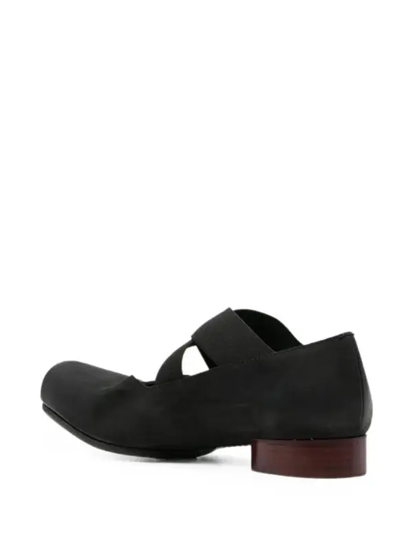 UMA WANG Crossover Strap Square Toe Ballet Flats - Black