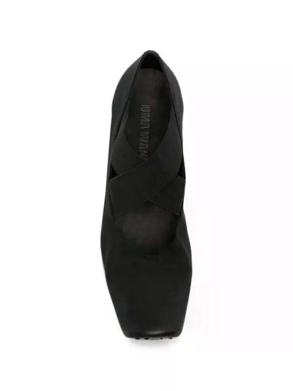 UMA WANG Crossover Strap Square Toe Ballet Flats - Black