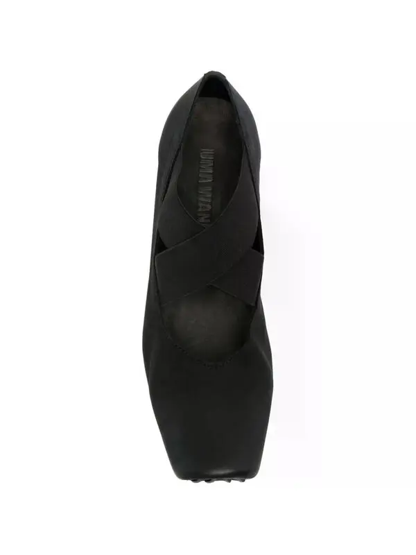 UMA WANG Crossover Strap Square Toe Ballet Flats - Black