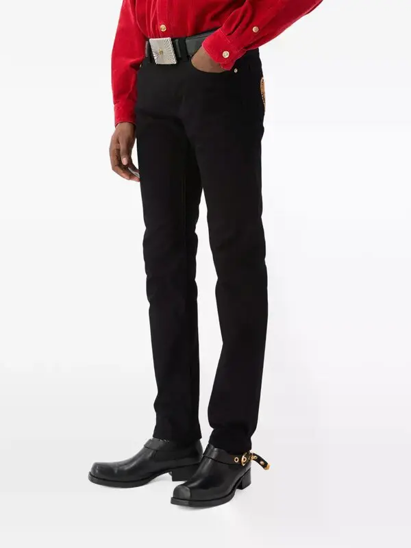 Versace Slim Fit Jeans With Medusa Embroidery