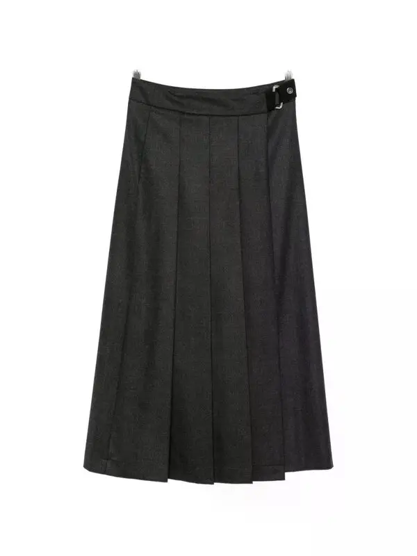 P.a.r.o.s.h Ludy Pleated Buckle-fastening Midi Skirt - Grey