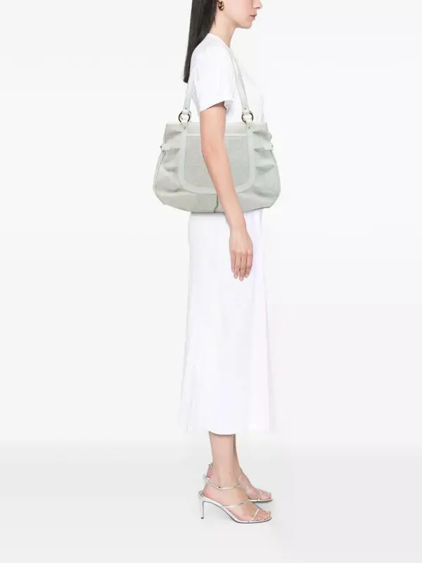 Fendi 2000-2010 Large Zucca Spalmati Chef Shopper Tote Bag - White