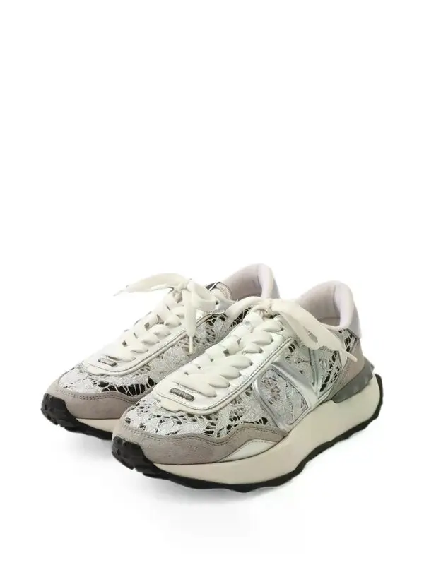 Valentino Garavani 2010s Race Runner Lace-panel Sneakers - Silver