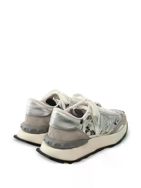 Valentino Garavani 2010s Race Runner Lace-panel Sneakers - Silver
