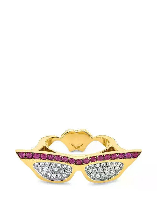 EDINA KISS 18k Yellow Diamond And Sapphire Sunglass Ring - Gold