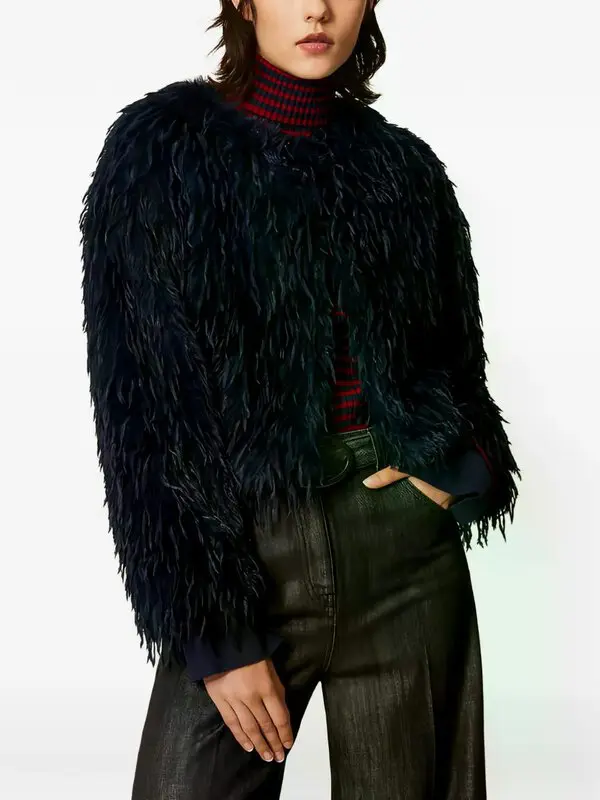 TWINSET Cropped Faux Fur Jacket