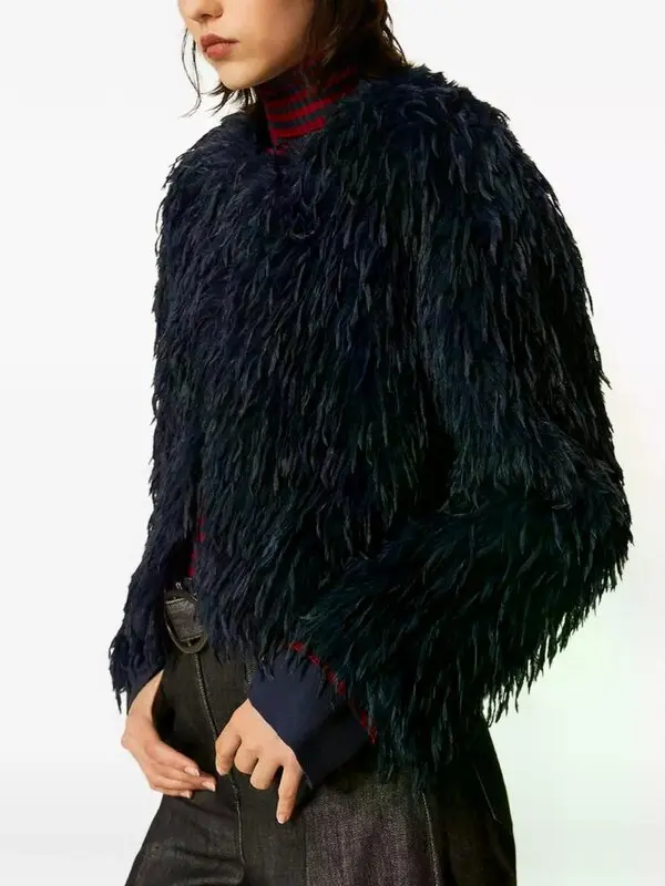 TWINSET Cropped Faux Fur Jacket