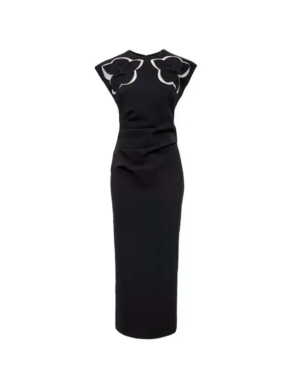 Acler Koda Floral-appliqué Midi Dress - Black
