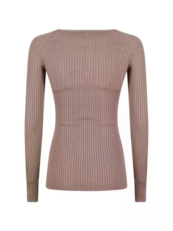 DONDUP Ribbed-knit V-neck Top - Brown