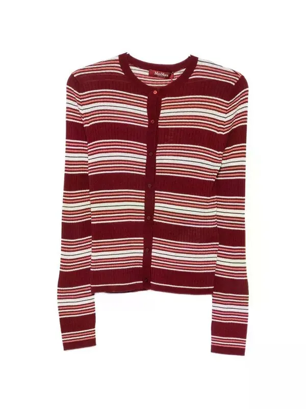 Max Mara Piombo Striped Ribbed-knit Cardigan