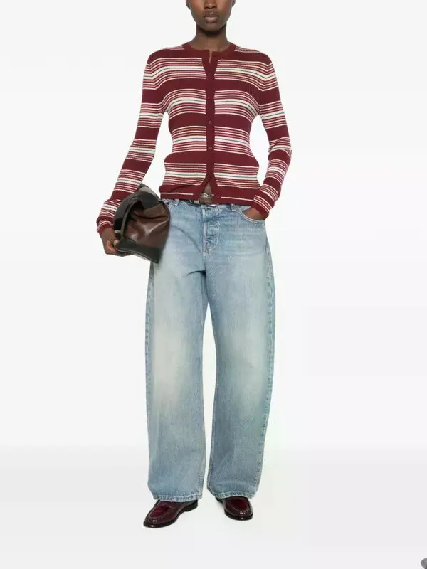 Max Mara Piombo Striped Ribbed-knit Cardigan