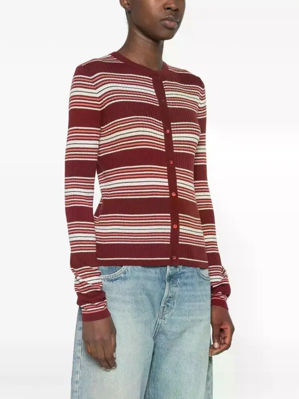 Max Mara Piombo Striped Ribbed-knit Cardigan