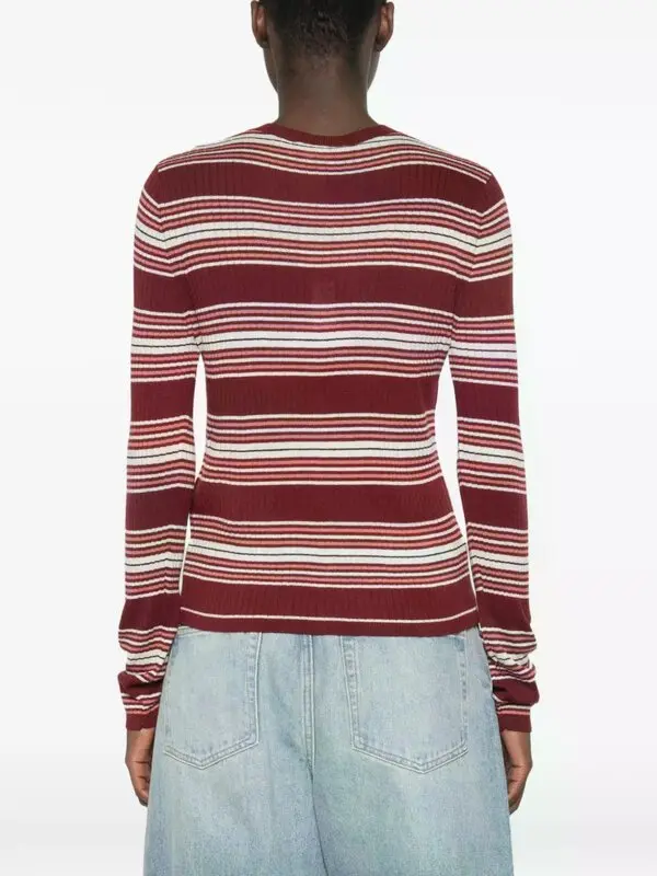 Max Mara Piombo Striped Ribbed-knit Cardigan