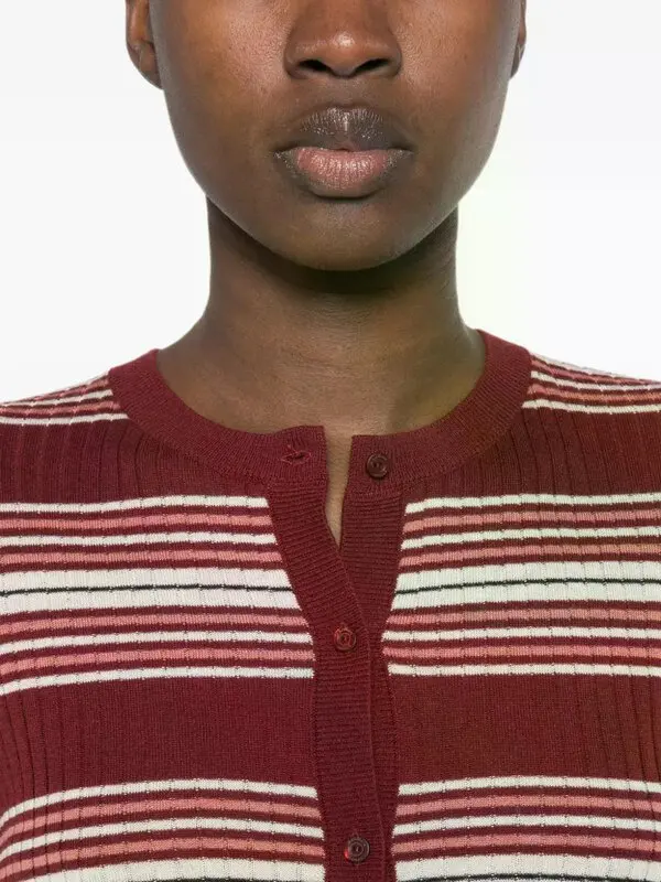 Max Mara Striped Ribbed-knit Cardigan - Red