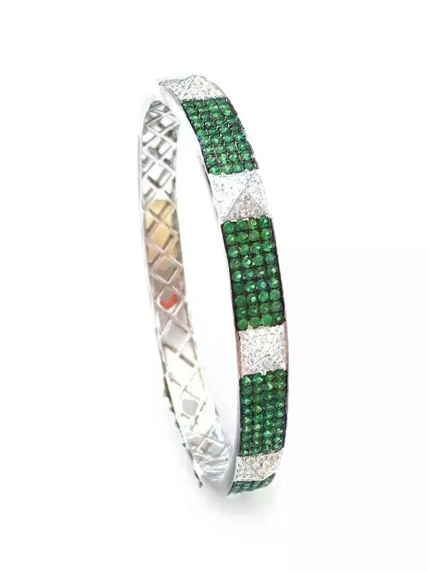 STEFERE Couture Diamond And Tsavorite Bangle Bracelet - Silver