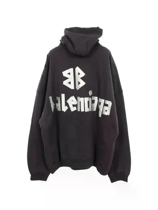 Balenciaga 2010s Logo-print Distressed Hoodie - Grey