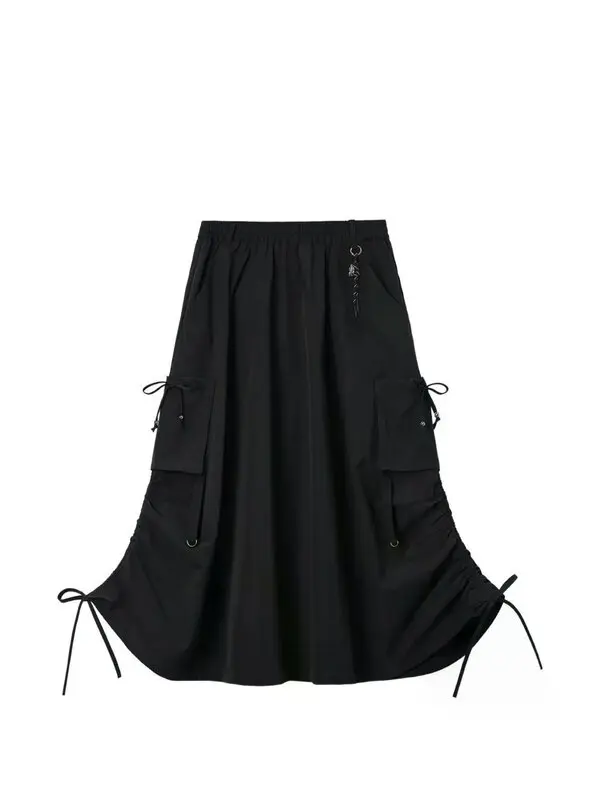 Izzue Ruched-sides Cargo Maxi Skirt - Black