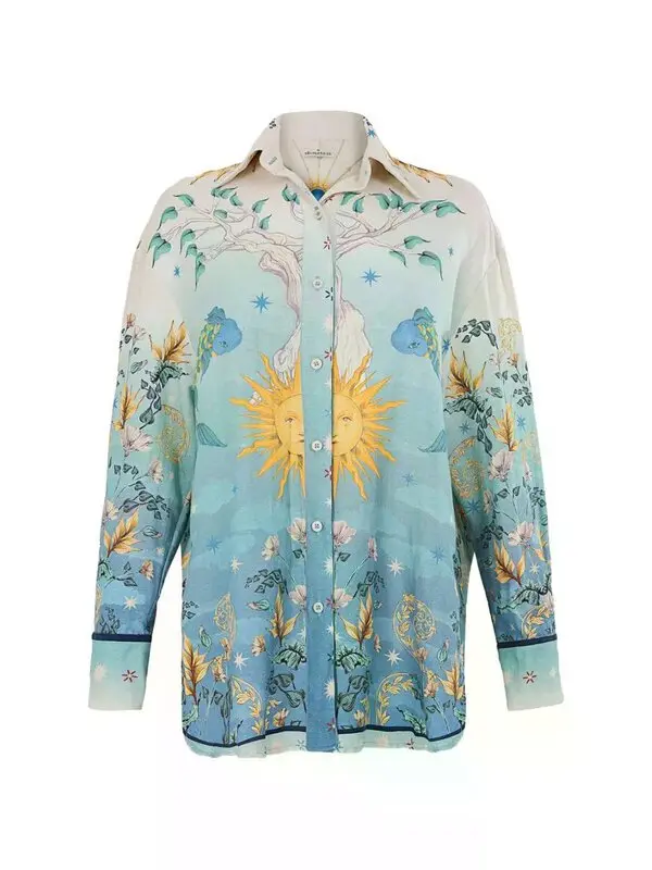 Agua Bendita Anastasia Graphic Print Button-up Shirt - Blue