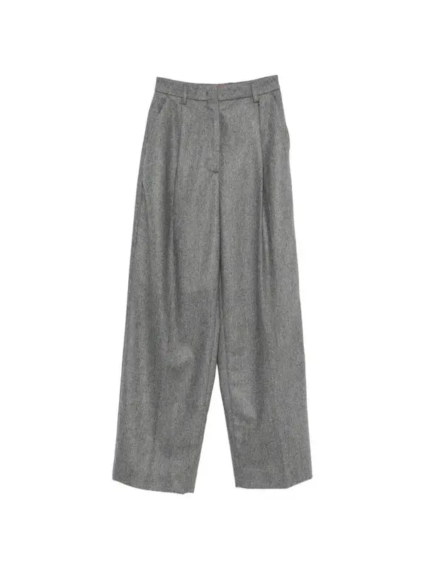 THELATEST Pleated Wide-leg Wool Blend Trousers - Grey