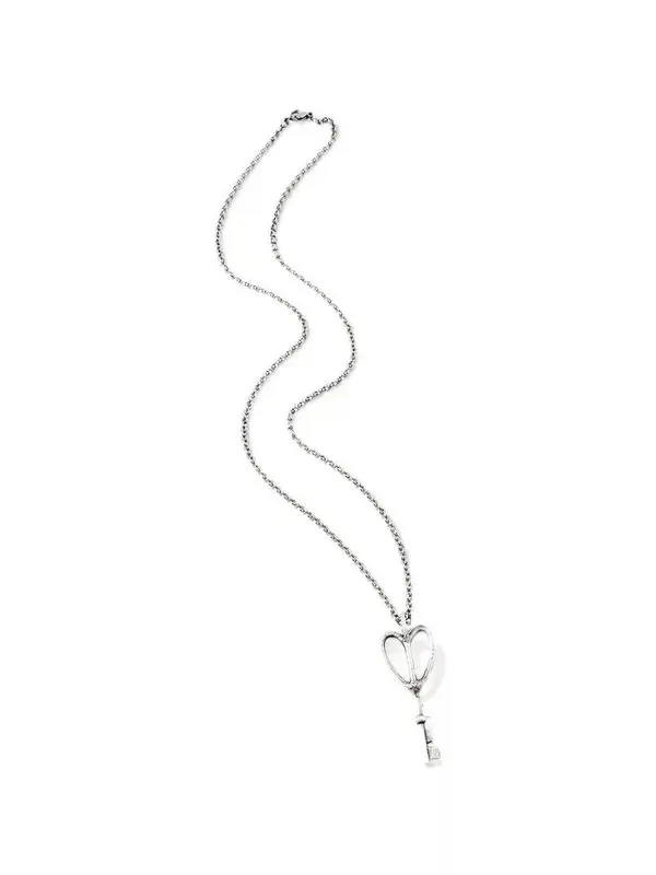 POISONED HEARTS Tin Curb Chain Heart-key Pendant Necklace - Silver
