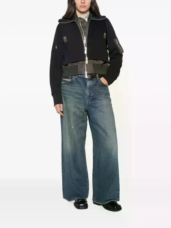 Sacai Distressed Wide-leg Jeans - Blue