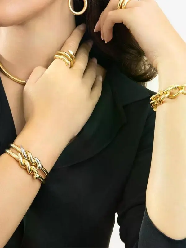 David Webb Twisted Nail Two-tone Cuff Bracelet - Gold
