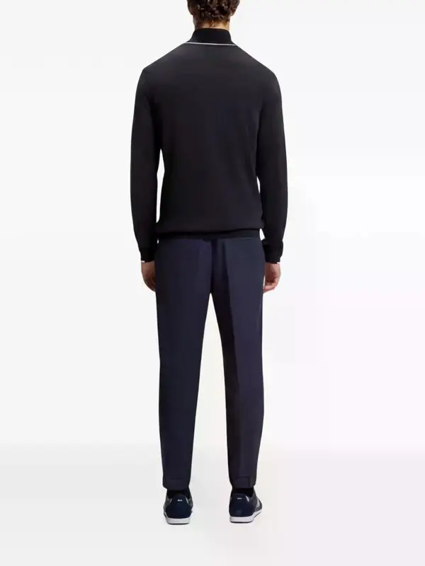 BOSS Knitted Cotton Cardigan With Contrast Logo