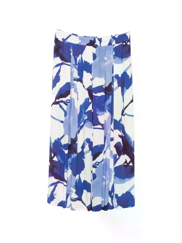 BETTY BARCLAY Floral Print Pleated Midi Skirt - Blue