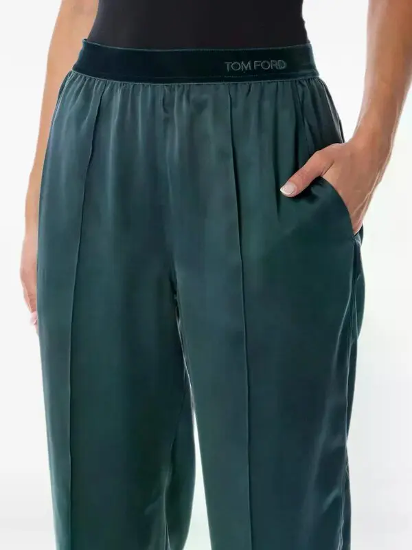 TOM FORD Peach-feel Silk Satin Pyjama Trousers - Green