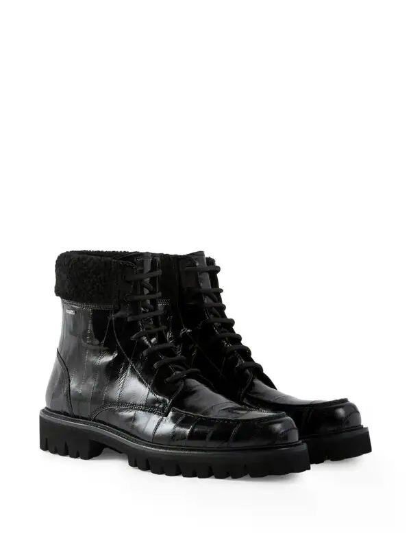 GIUSEPPE ZANOTTI Andris Eel Skin Combat Boots With Wool Cuff