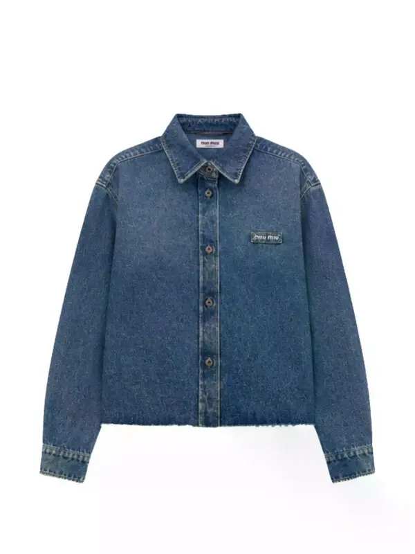 Miu Miu Logo-patch Raw-cut Shirt