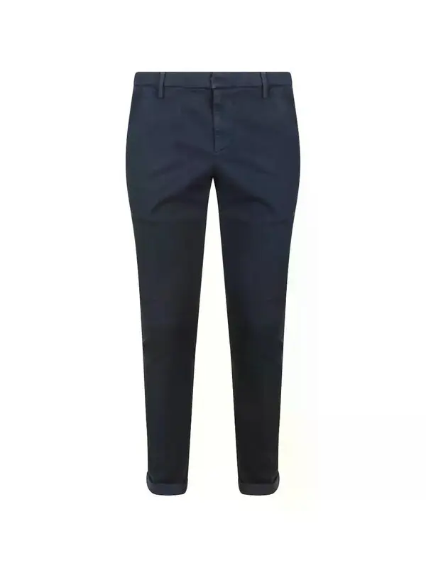 DONDUP Logo Plaque Turn-up Hem Trousers Navy