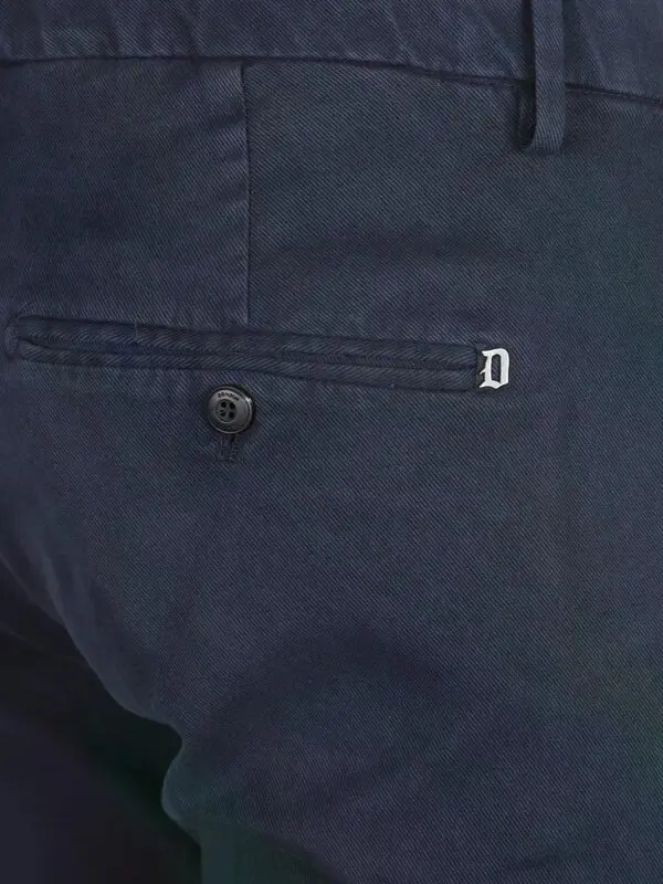 DONDUP Logo Plaque Turn-up Hem Trousers Navy