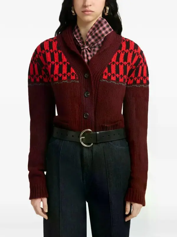 Marni Jacquard-knitted Cardigan - Red