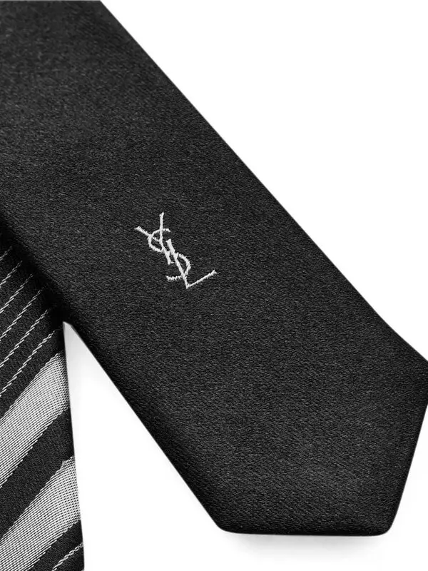 Saint Laurent Striped Tie In Silk Jacquard