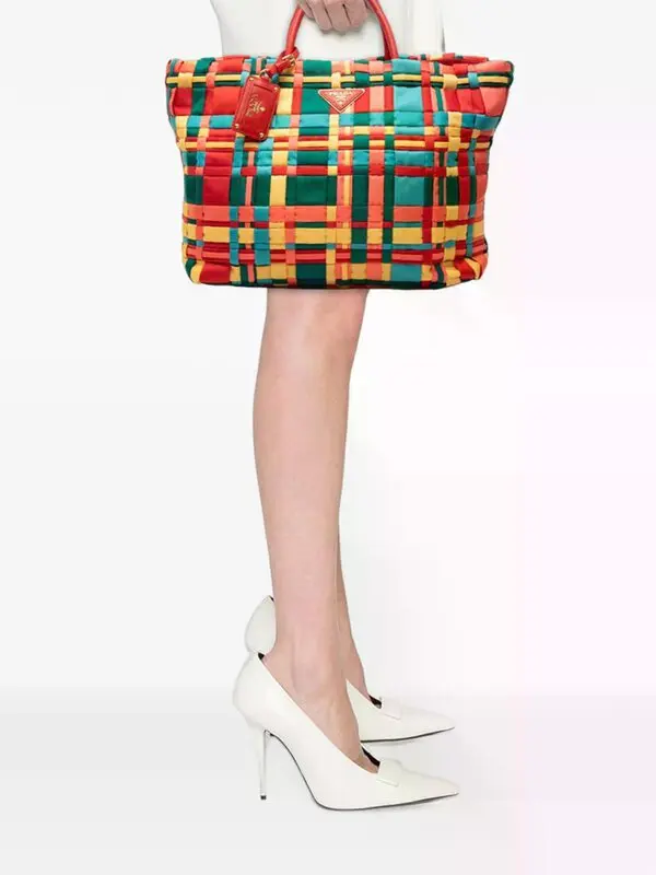 Prada 2000-2013 Multicolor Woven Tessuto Shopping Tote Bag