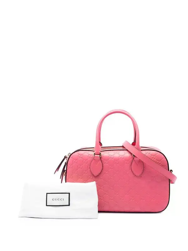 Gucci Embossed Leather Satchel - Pink