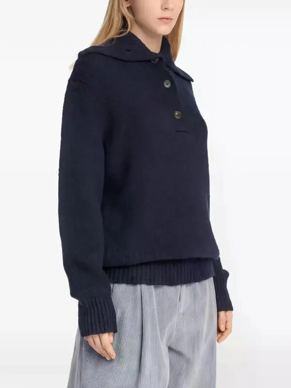 Malo Button-placket Spread-collar Sweater