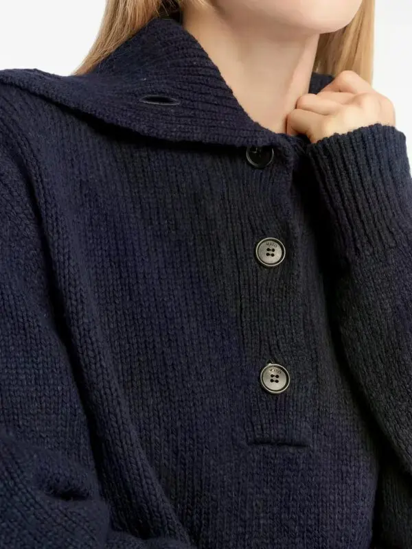 Malo Button-placket Spread-collar Sweater