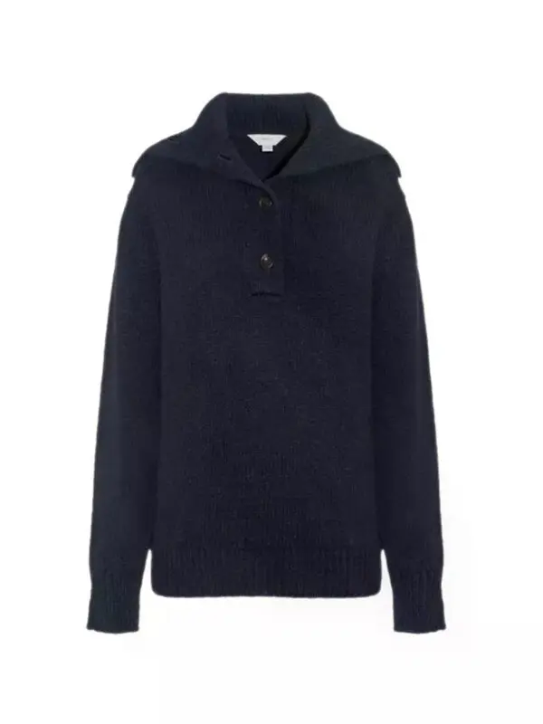 Malo Button-placket Spread-collar Sweater - Blue