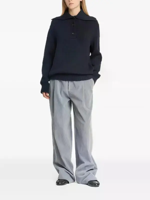 Malo Button-placket Spread-collar Sweater