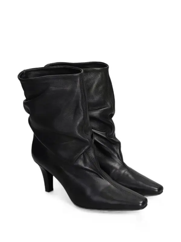 THE SELLER Slouchy Pointed-toe Leather Ankle Boots