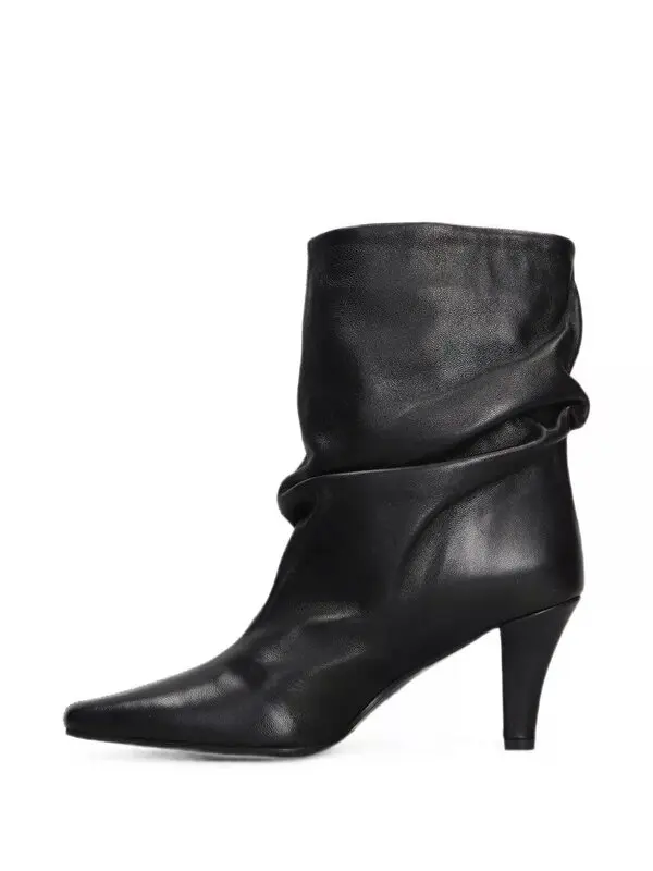 THE SELLER Slouchy Pointed-toe Leather Ankle Boots